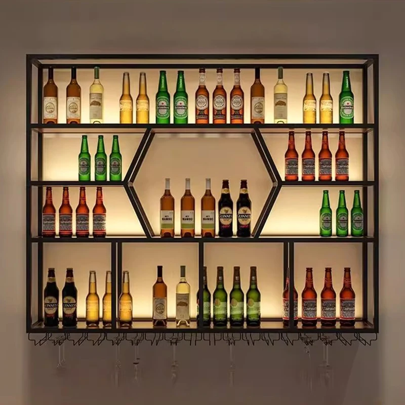 Metal Shelves Alcohol Cabinets Display Restaurant Liquor Cellar Wine ...