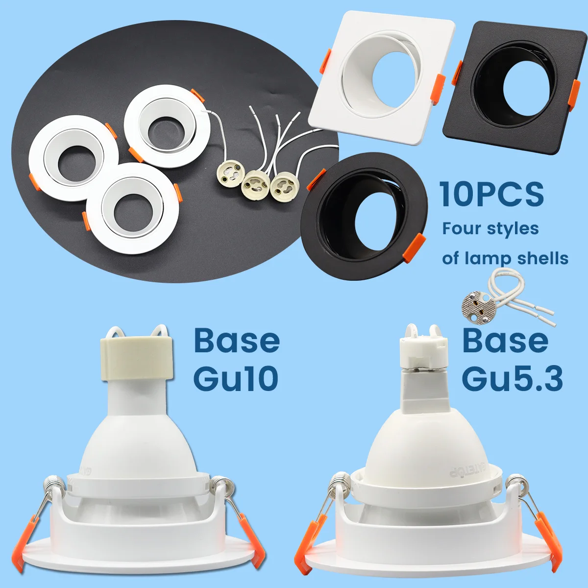 Kit de foco de techo ajustable, kit de luz redonda cuadrada blanca y ...