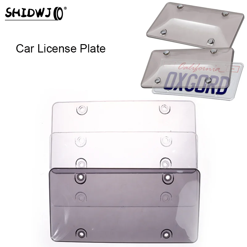 1Set Car License Plate Tinted Tag Shield Cover Plastic Clear Protector ...