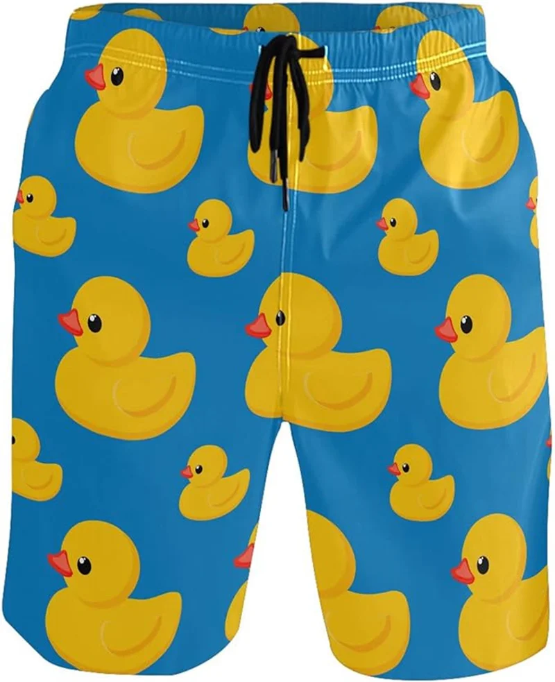 Fashion-Summer-3D-Cute-Animal-Yellow-Rubber-Duck-Printed-Beach-Shorts ...