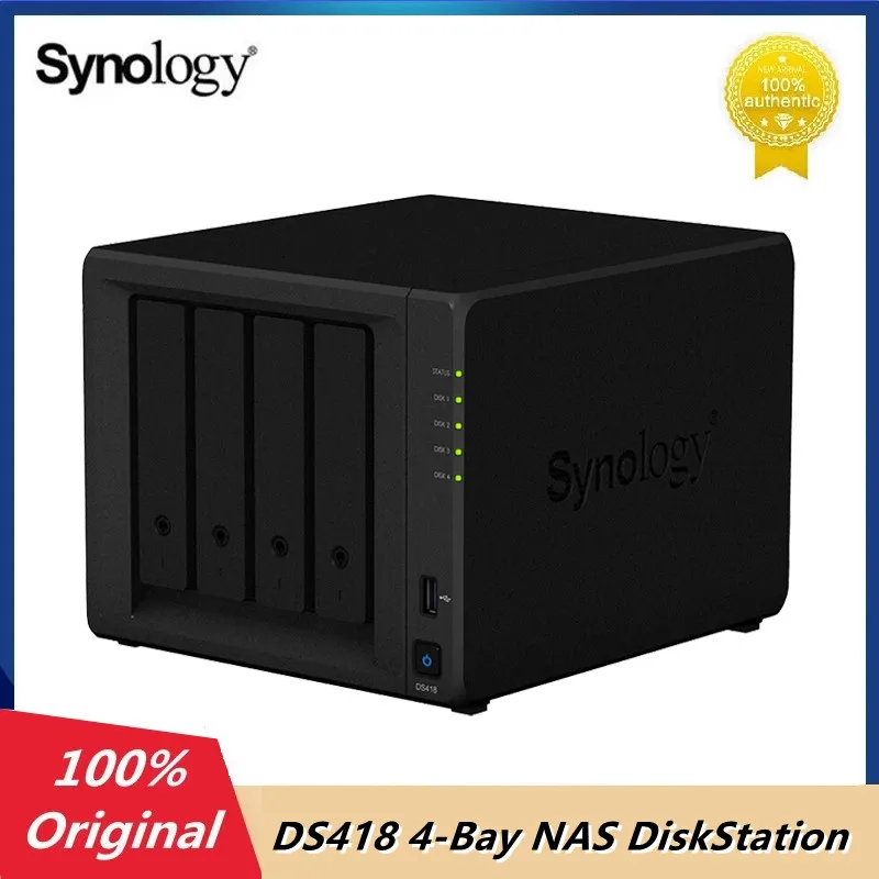 Original Synology DS418 NAS 4 Bays DiskStation Enclosure Network Cloud Storage Server Quad-Core ...