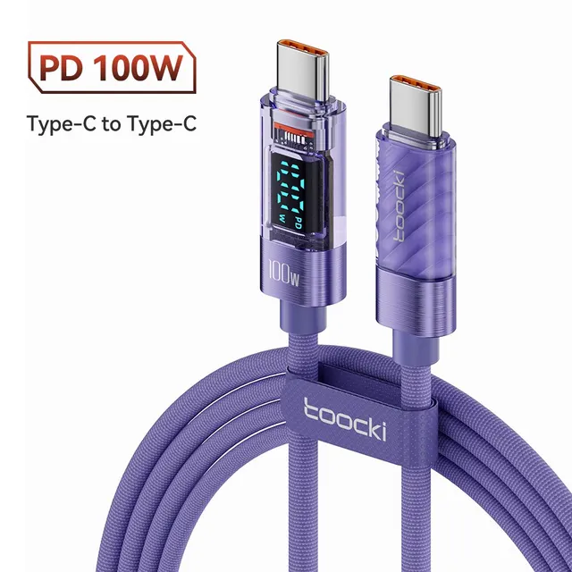 Toocki Tipo C a Tipo C Cable 100W PD Cargador de carga rápida USB C a USB C Cable transparente ...