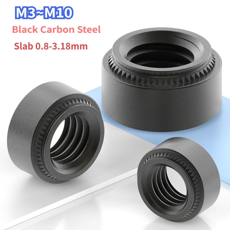 Black Carbon Steel Self-Clinching Insert Nutsert Nut Slab 0.8mm-3.18mm ...