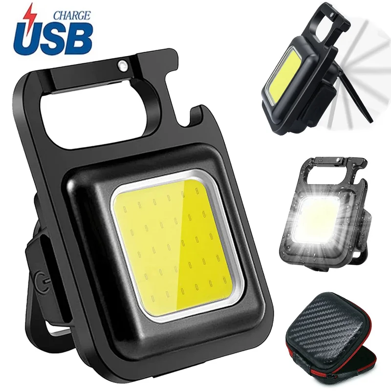 Portable Mini Cob Keychain Light Usb Rechargeable Outdoor Camping ...