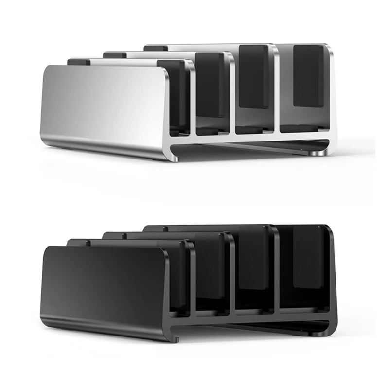 Aluminum Slots Vertical Laptop Stand Adjustable 4 Slot Desk Holder Dock ...