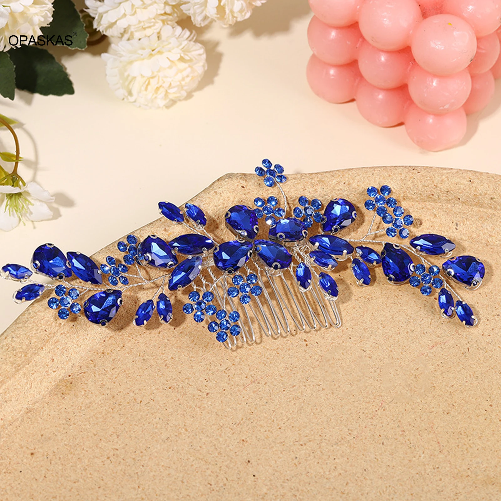 Blue-Crystal-Hair-Comb-Bride-Tiaras-For-Women-Shiny-Alloy-Hairpin-Clip ...
