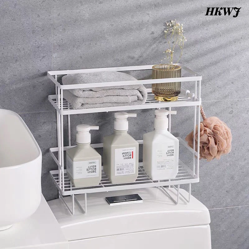 Wall-Mounted-Above-Toilet-Storage-Rack-With-Supporting-Feet-Shelf-Free ...