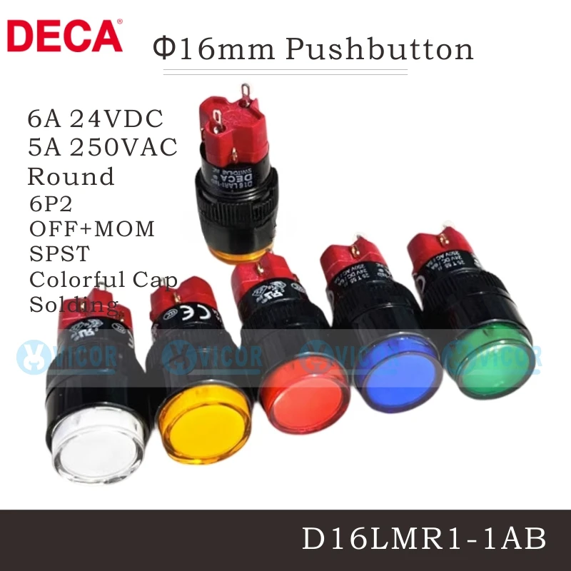 D16LMR1-1AB สวิตช์ปุ่มทางเดียว M16 รอบชั่วขณะ DECA - AliExpress 1420