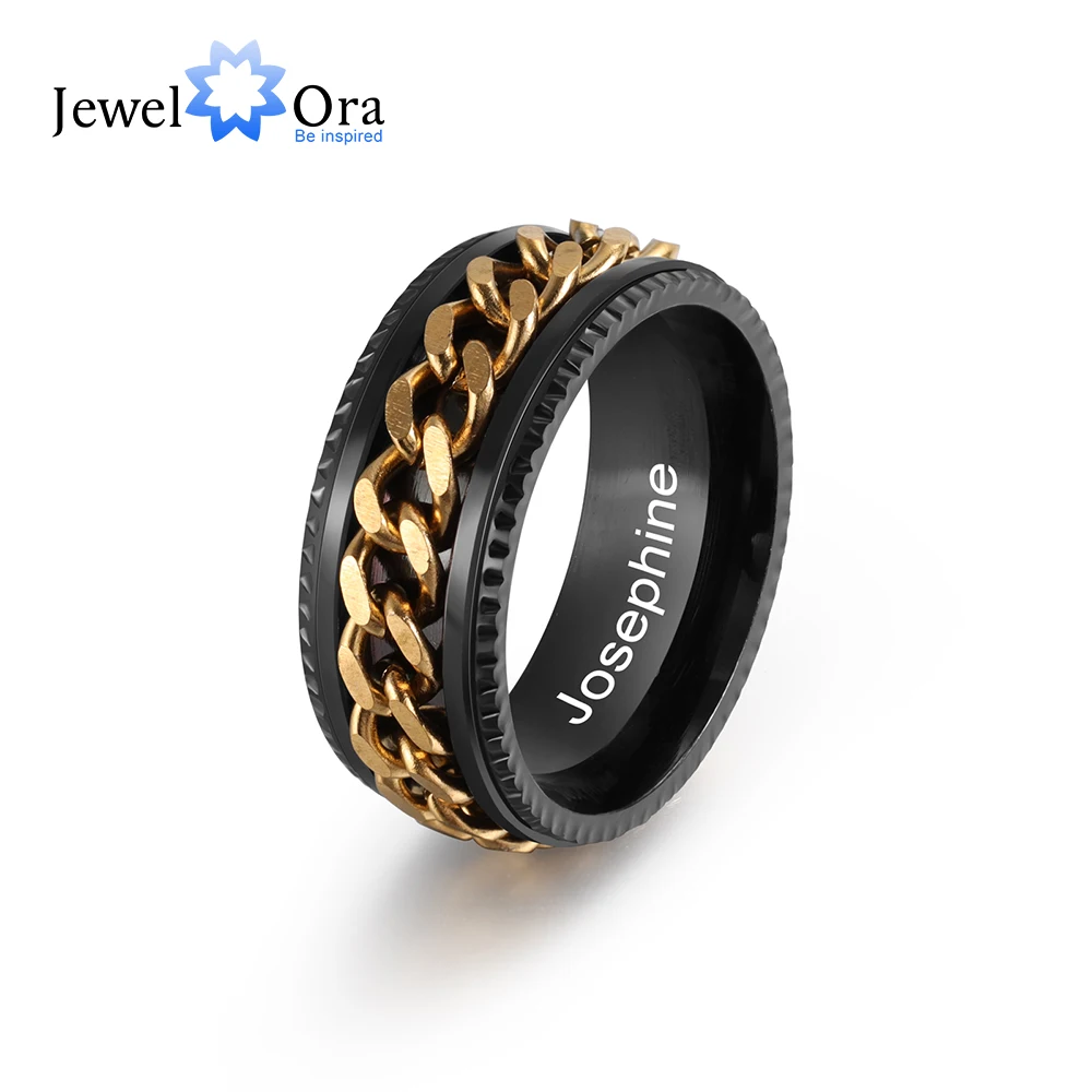 Personalized Engraved Rings For Men Custom Mixed Gold Blue Color ...