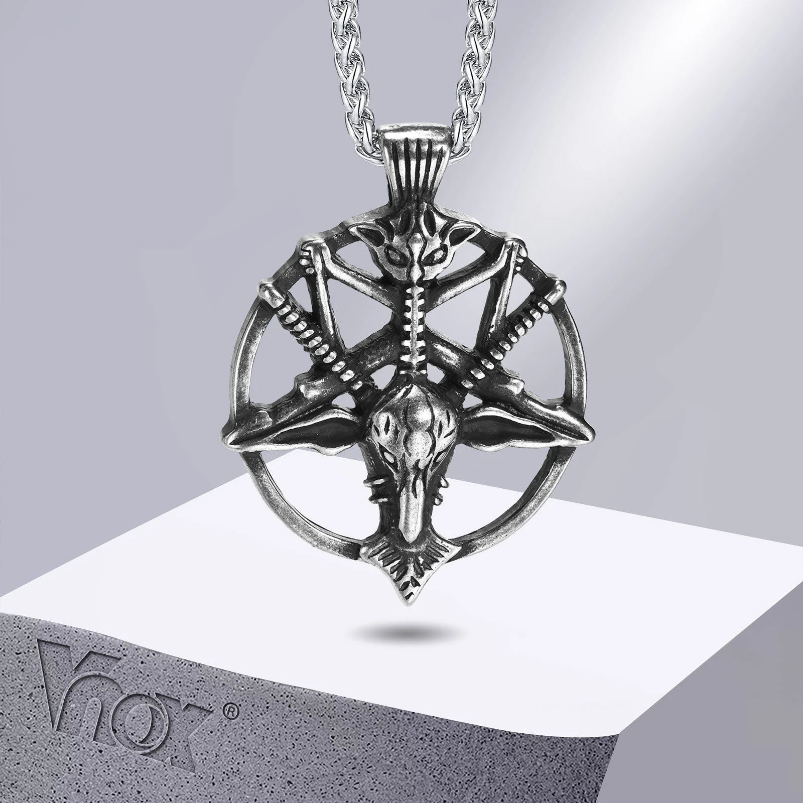 Vnox rock punk demônio satanás invertido pentagrama baphomet cabeça de ...