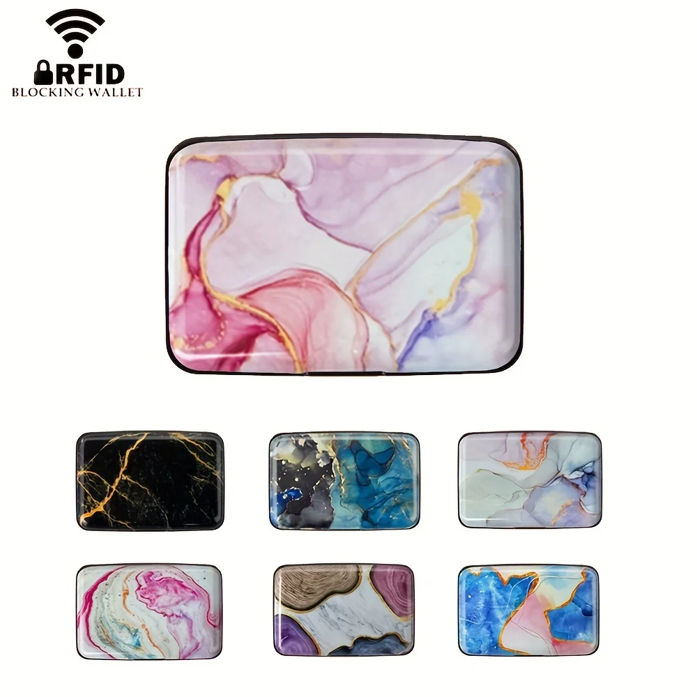 Pink-Marble-Mini-Credit-Card-Holder-for-Women-or-Men-RFID-Blocking-Slim ...