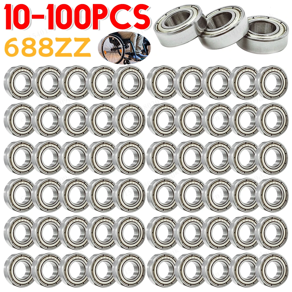 10-100pcs 688ZZ Ball Bearing 8x16x5mm Double Shielded Double Metal Seal Deep Groove Ball ...