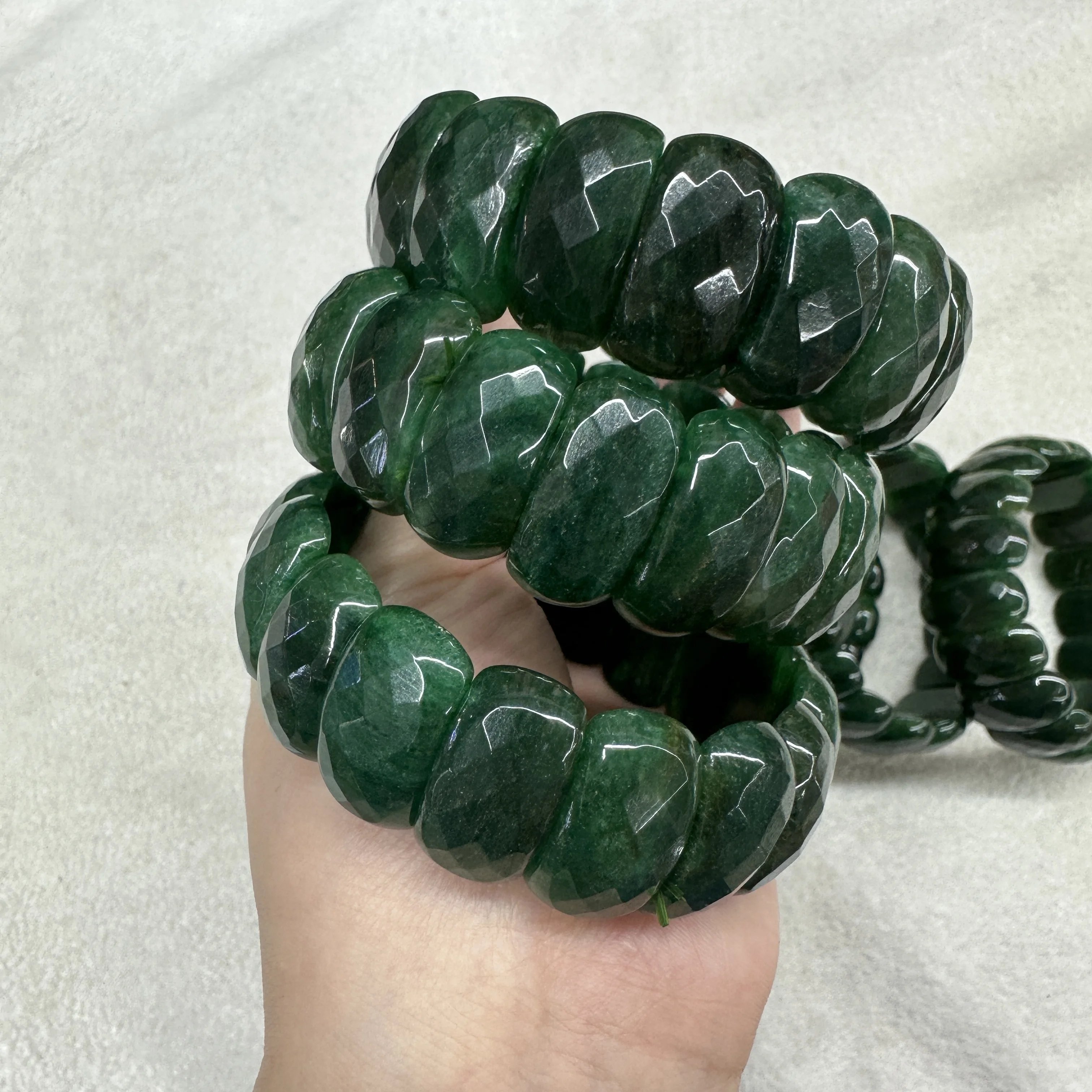 Natural African Jade Stone Beads Bracelet Natural Gemstone Bangle ...