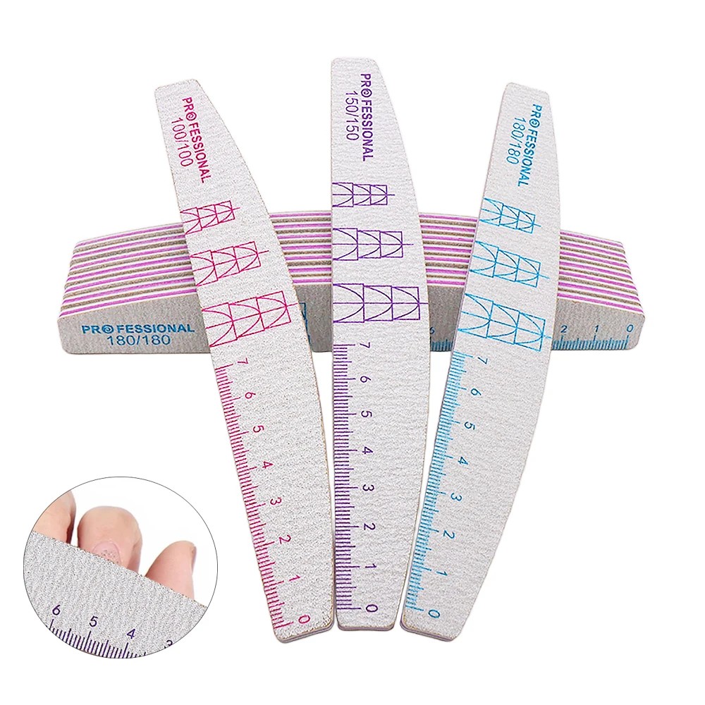 5Pcs Grey Nail Files 100 150 180 240 Grit Sandpaper Professional Emery ...