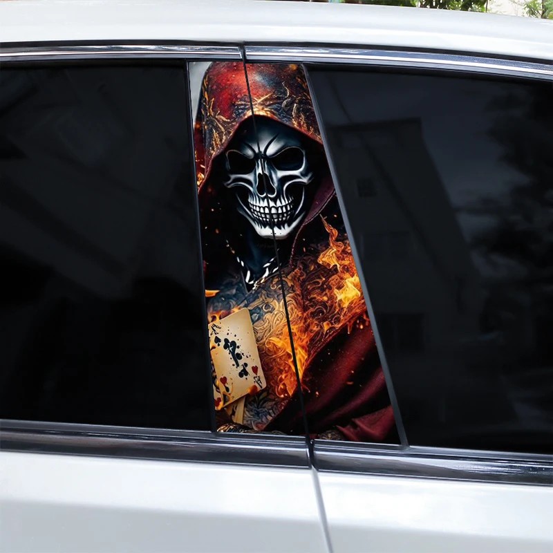 1set Gothic Skeleton Car Sticker Car B-Pillar Vinyl Decal Waterproof ...