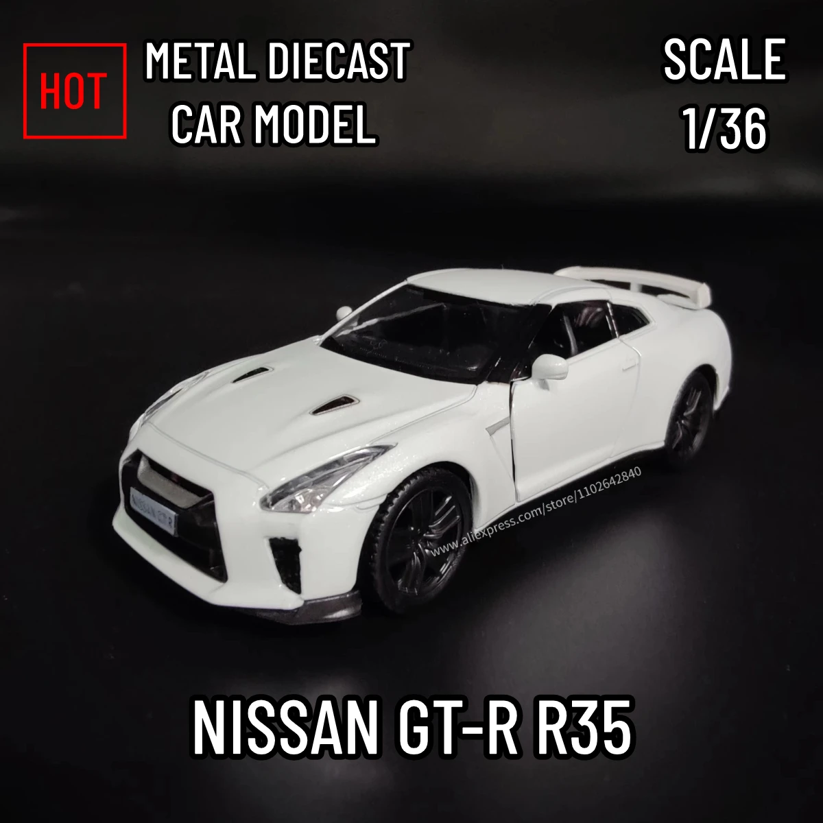 Nissan-GT-R-R35-Modelo-de-Carro-Escala-Metal-Diecast-Replica-Home ...
