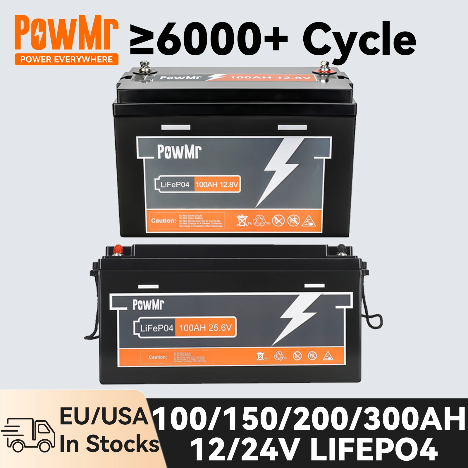 PowMr-12V-24V-LiFePo4-Battery-Lithium-Batteries-100AH-150AH-200AH-300AH ...