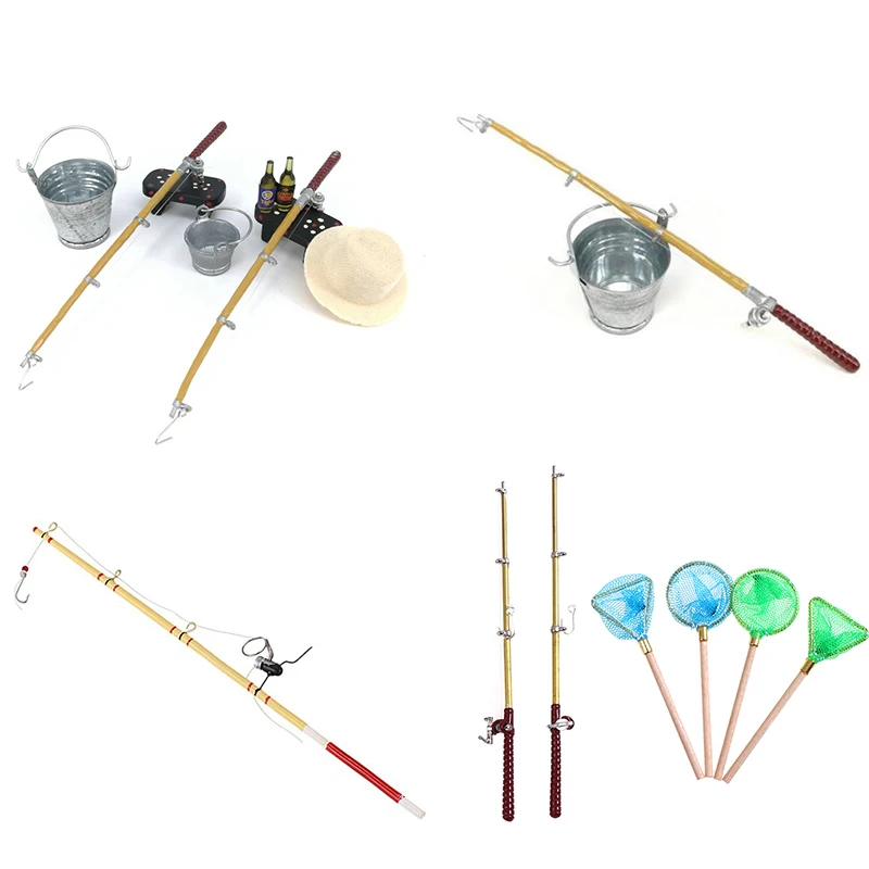 1:12 Dollhouse Miniature Metal Fishing Rod Model Doll Life Scene ...