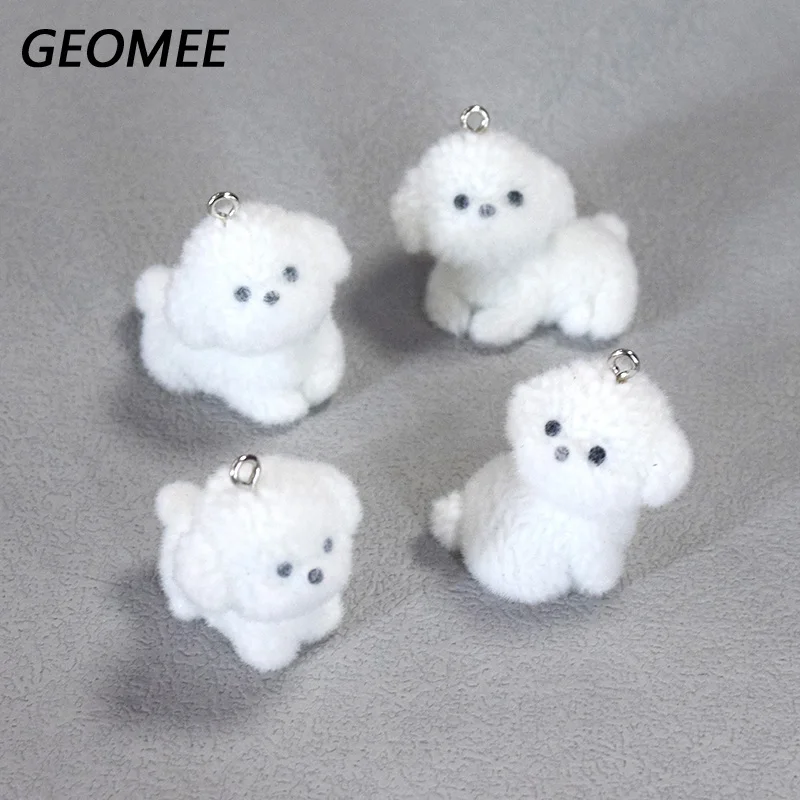 2-4pcs-Kawaii-Fluffy-White-Puppy-Dog-Resin-Charms-3d-Frise-Animal ...