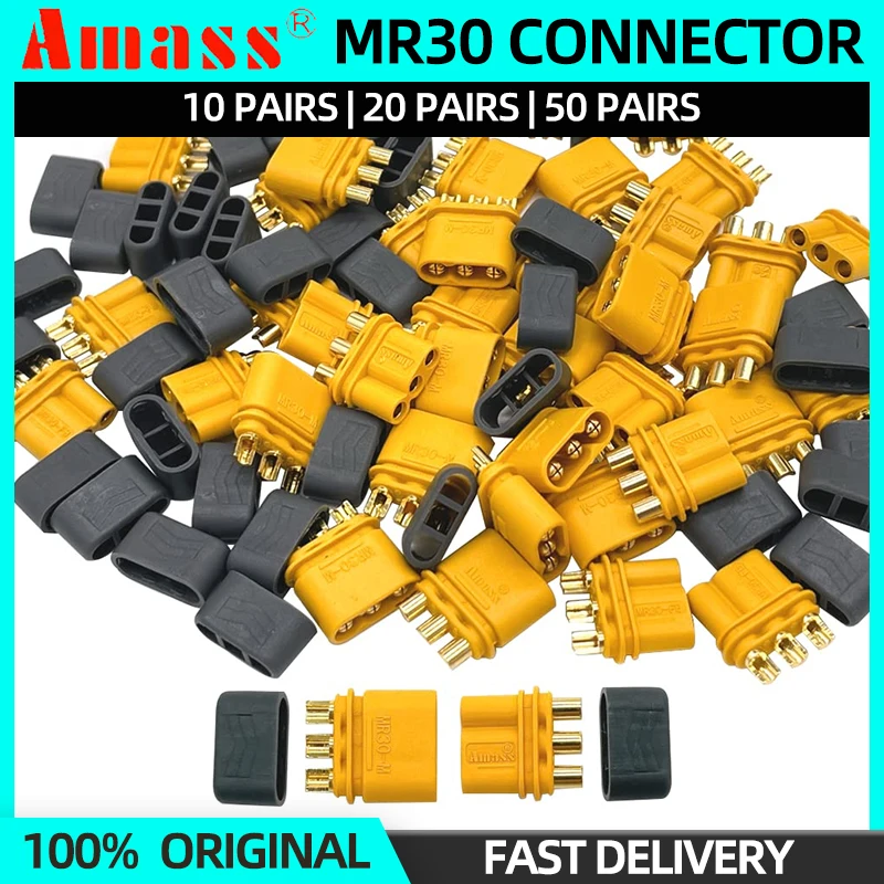 10-20-50Pairs-Amass-MR30-Connector-Plug-Male-Female-With-Sheath-High ...