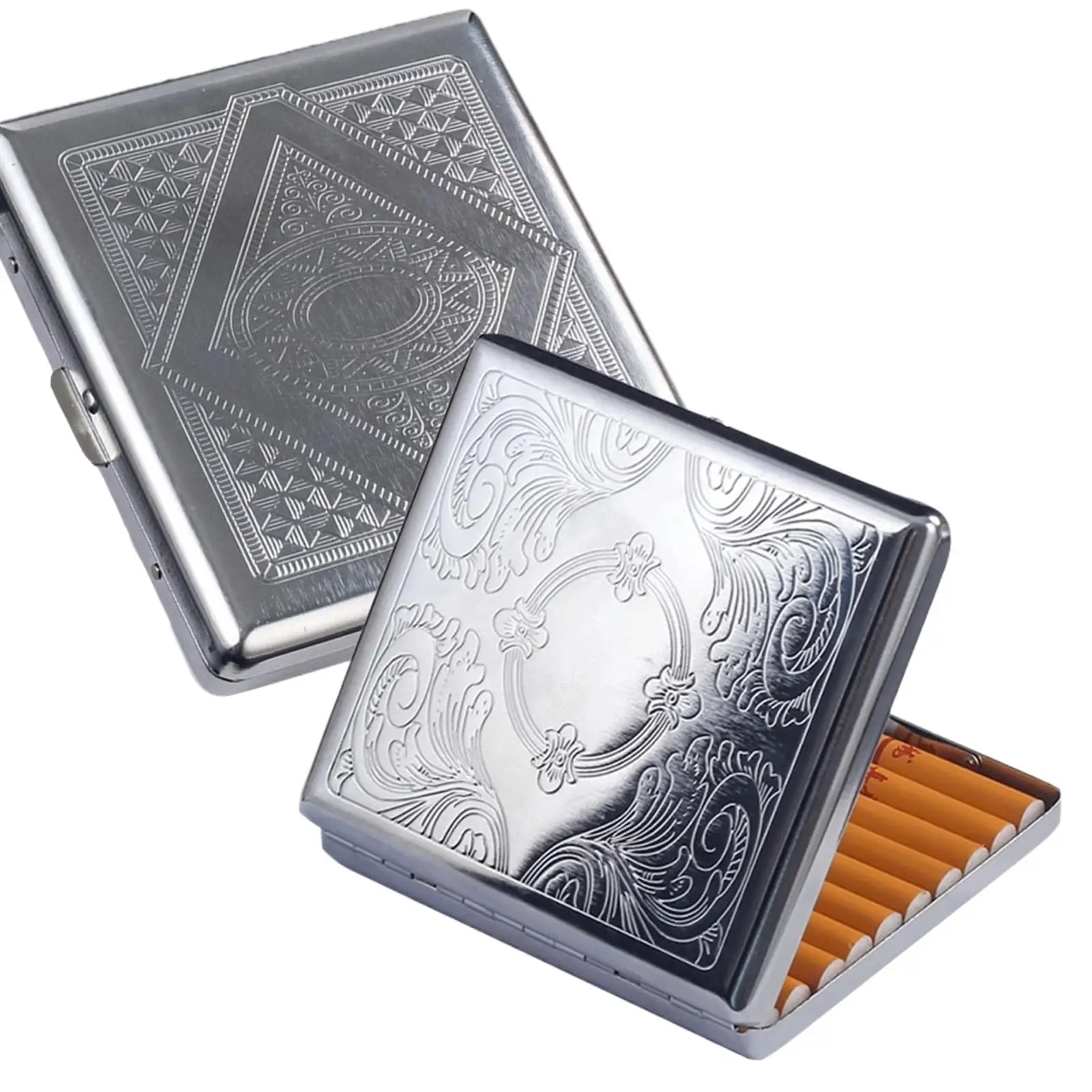 20PCS Metal Cigarette Box Stainless Steel Embossed Portable Cigarette ...