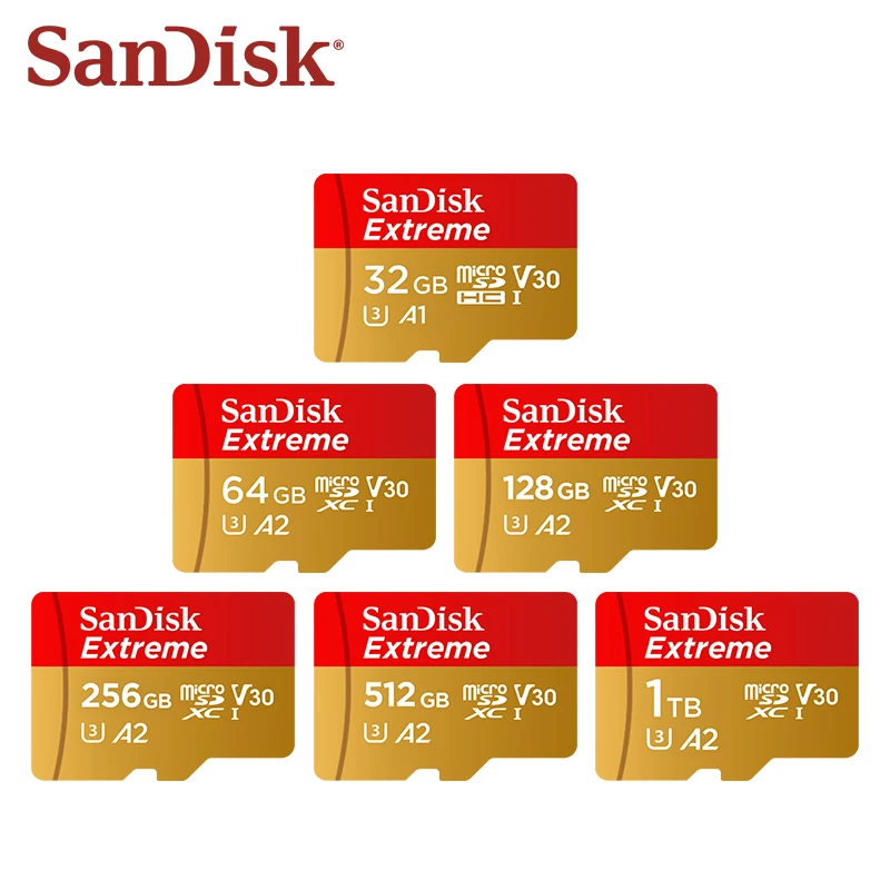 SanDisk Extreme microSDXC UHS-1 Memory Card A1 A2 U3 V30 32GB 512GB 1TB ...