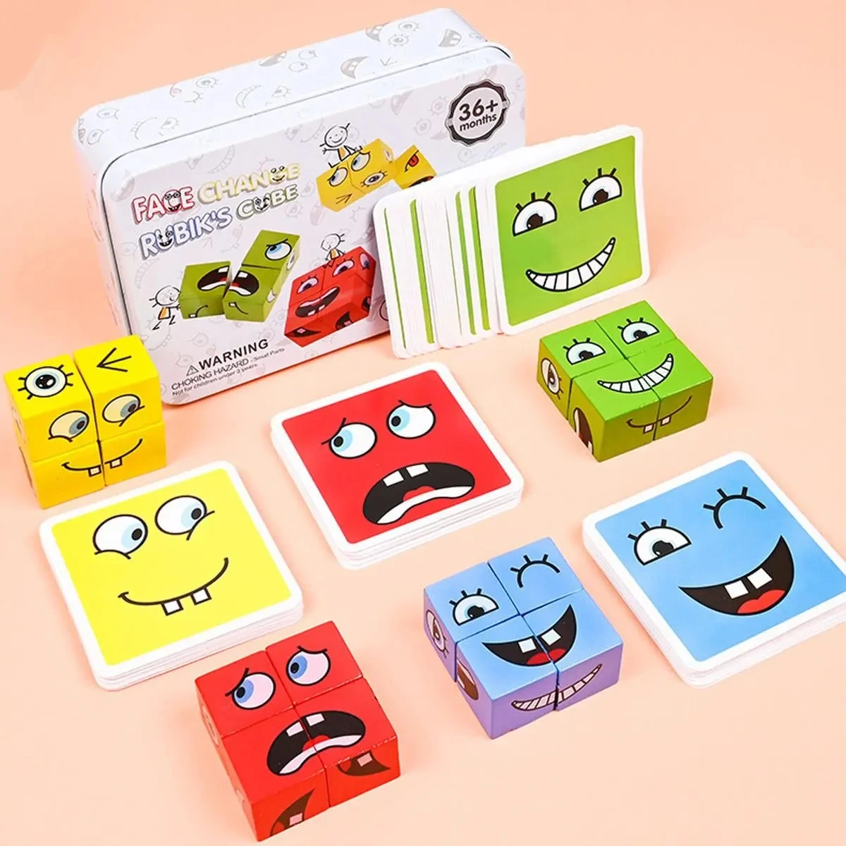 Kids-Emotions-Expression-Game-Wooden-Cube-Face-Changing-Board-Cartoon ...