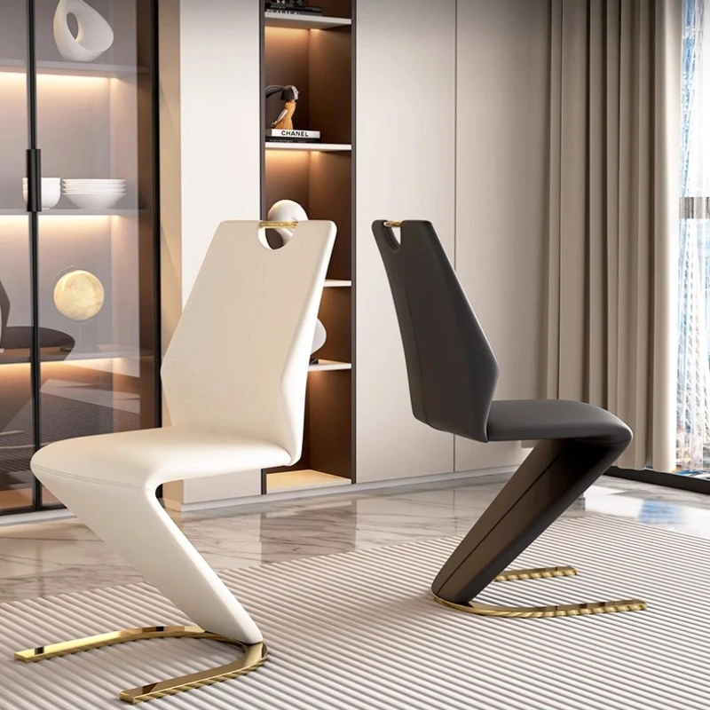 Modern Luxury Curved High Back Dining Chair Cream Upholstery Kitchen ...