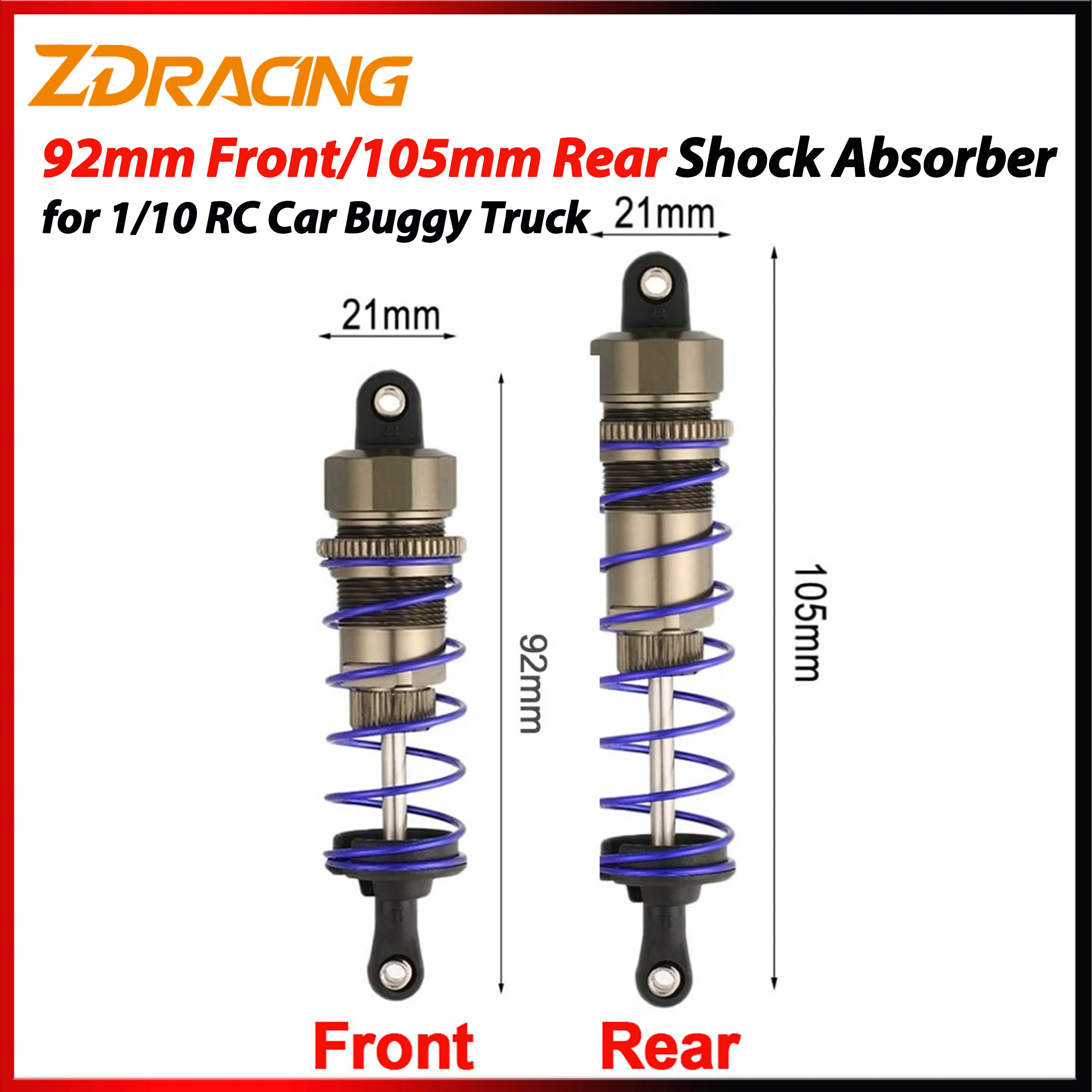 ZD Racing 92mm Front 105mm Rear Damper Metal Negative Pressure Shock ...