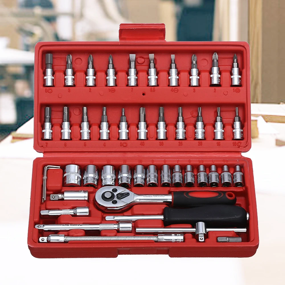 46-Pcs-Wrench-Socket-Sets-High-quality-Carbon-Steel-Ratchet-Wrench-Set ...