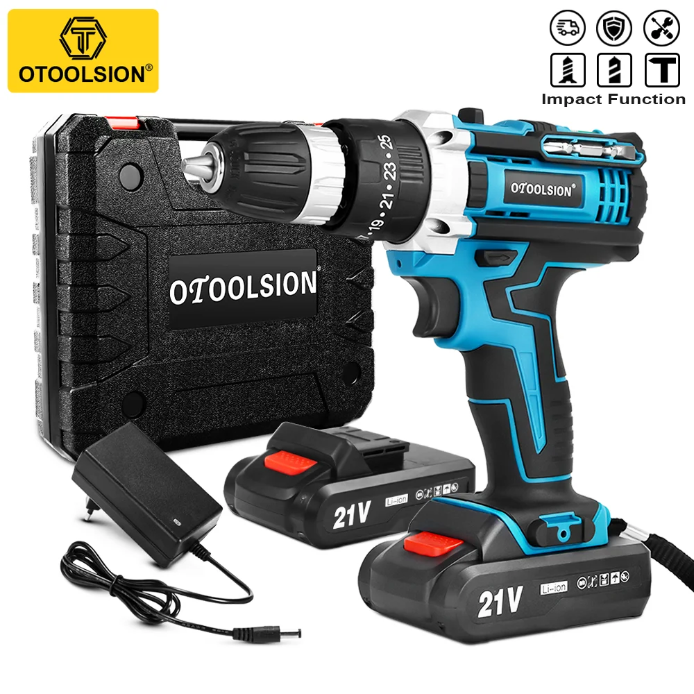 OTOOLSION 21V Impact Cordless Drill 25+3 Torque Cordless Electric ...