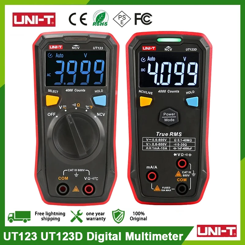 UNI-T-UT123-UT123D-Digital-Multimeter-Auto-Range-Temperature-Tester-AC ...