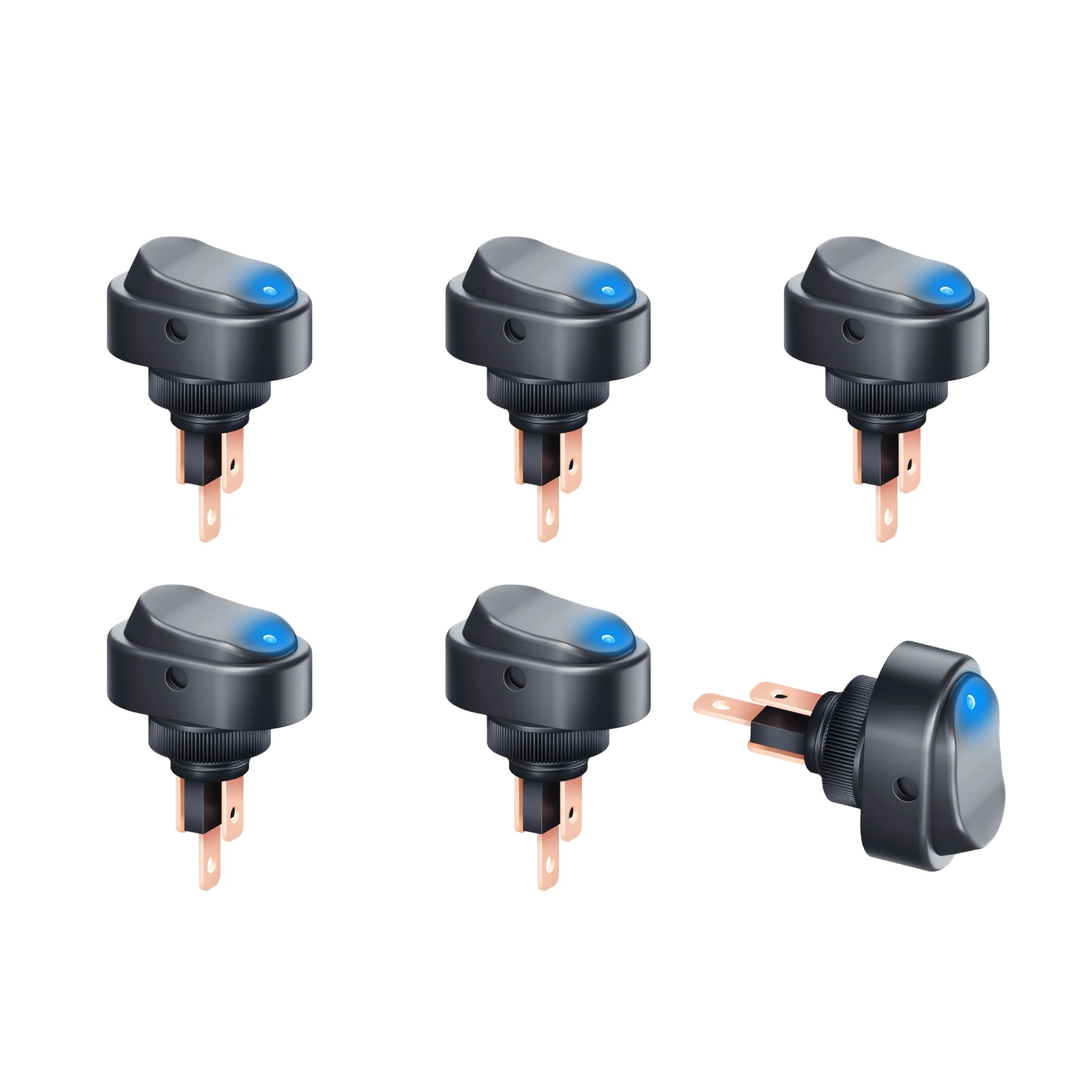 6pcs-Led-Rocker-Switch-12V-30A-SPST-3P-2-Position-Waterproof-LED-Rocker ...