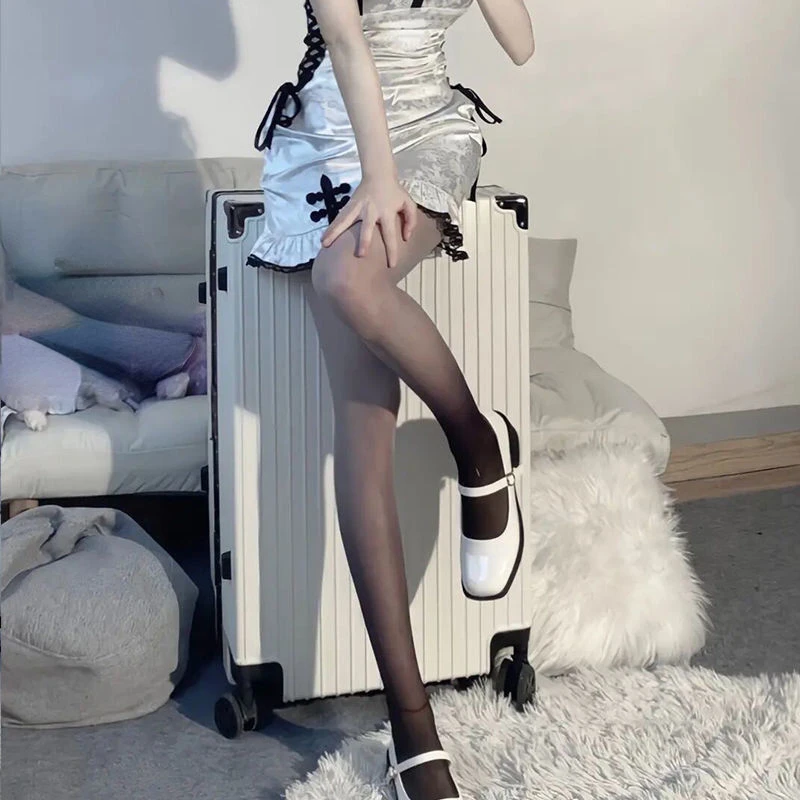 코스프레 그라데이션 타이츠 핫 걸 여성 팬티 스타킹 얇은 여성 로리타 의상 고딕 2022 여름 그레이 블랙 실크 스타킹