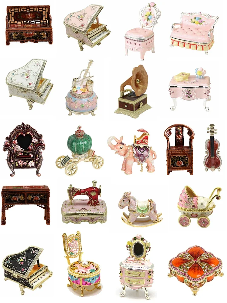 Miniature Vintage Desk Mini Jewelry Box Enamel Dollhouse Furniture ...