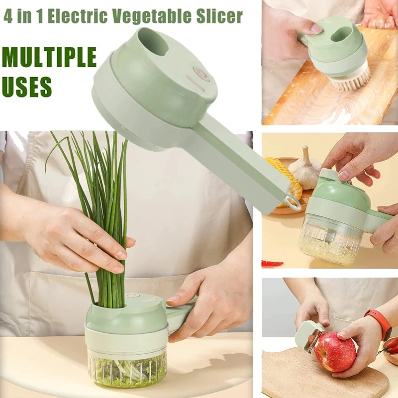 4 1 Handheld Electric Vegetable Cutter Set | Electric Vegetable Cutter ...