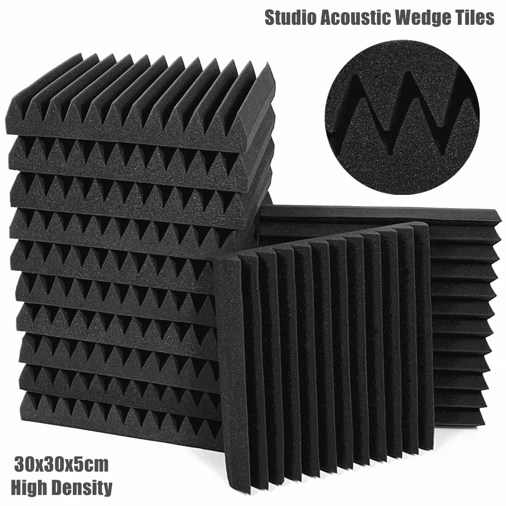 12/24pcs 30x30x5cm Acoustic Foam Panels Studio Wedge Tiles Soundproof ...