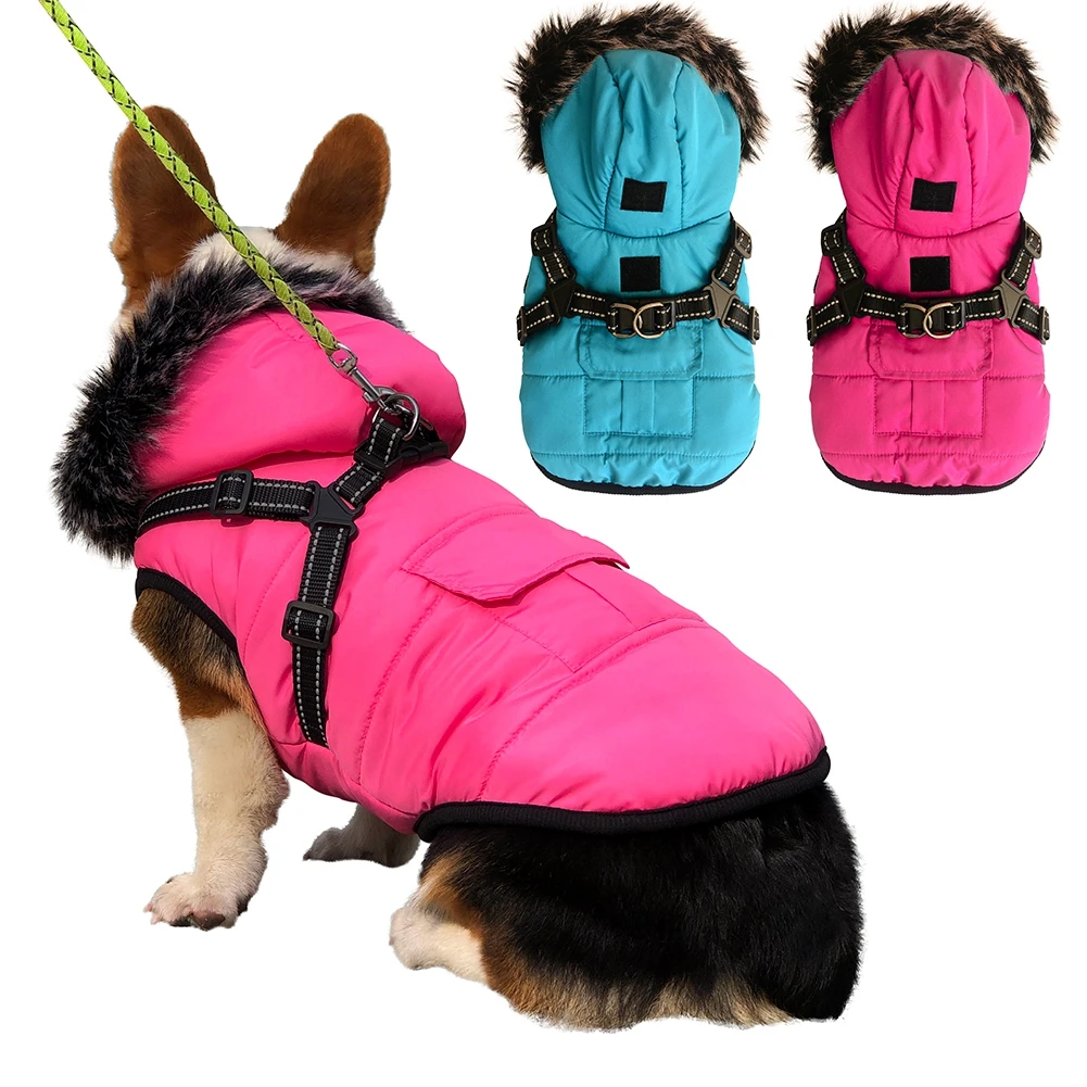Winter-Pet-Dog-Coat-Dog-Jacket-with-Harness-Warm-Soft-Windproof-Puppy ...