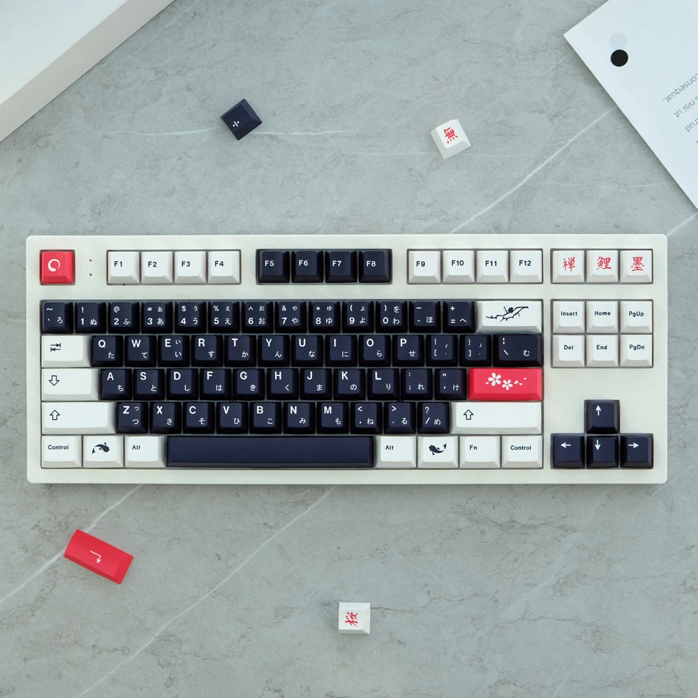 129 Keys GMK ink Zenpond Keycaps Black White Keycap Cherry Profile PBT ...