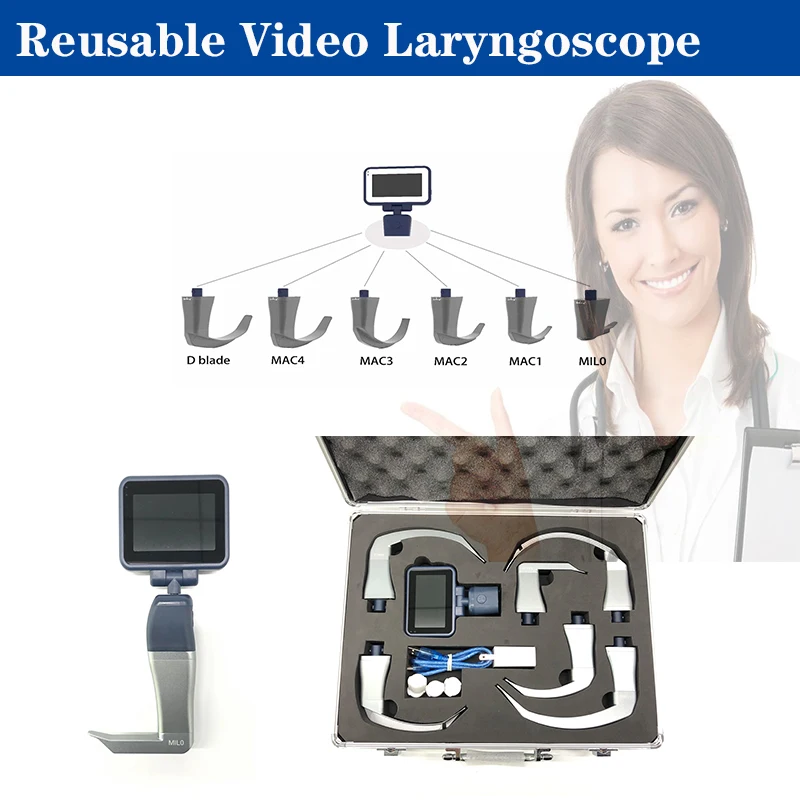 Video Laryngoscope Reusable Sterilizable Blades 3.0 In Color Tftlcd ...