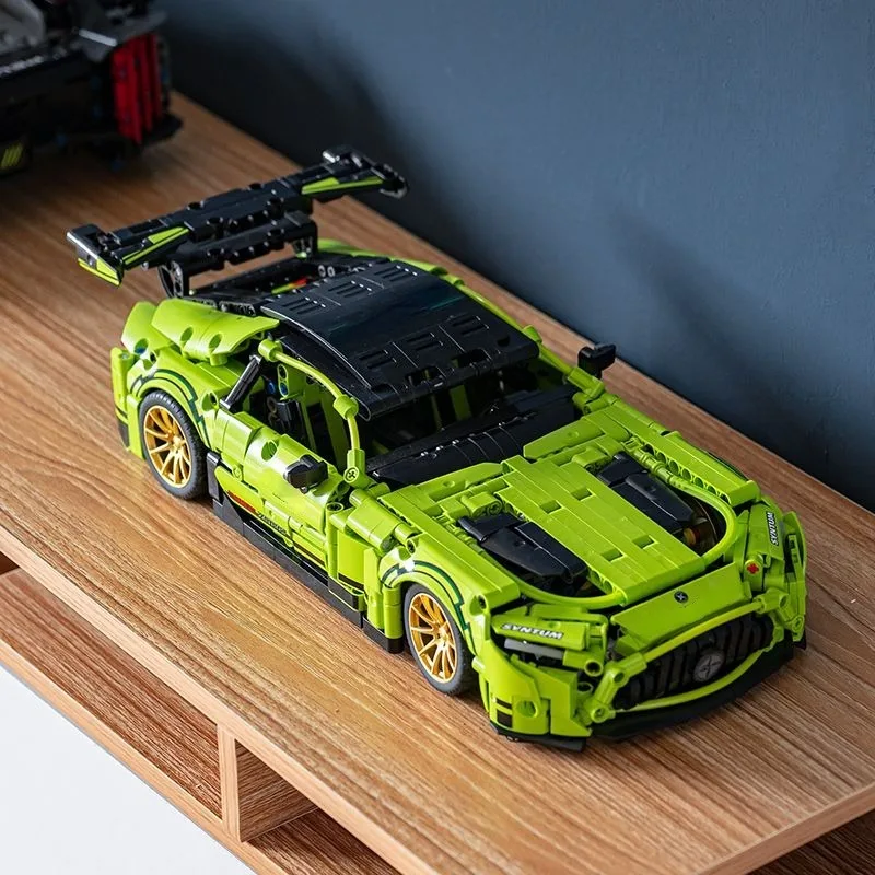 1466 PCS Technology 1:14 Black Supercar racing building blocks ...