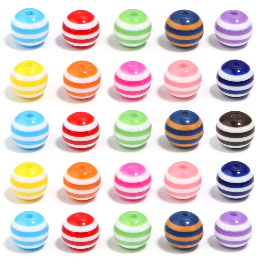 50-100pcs-Resin-Stripe-Beads-Color-Round-Spacer-Charm-Bead-for-Jewelry ...
