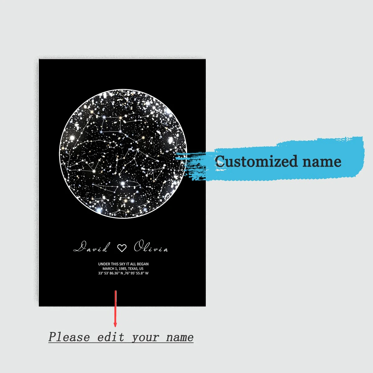 Free-shipping-Custom-Star-Map-Personalized-Constellation-Map-Custom ...