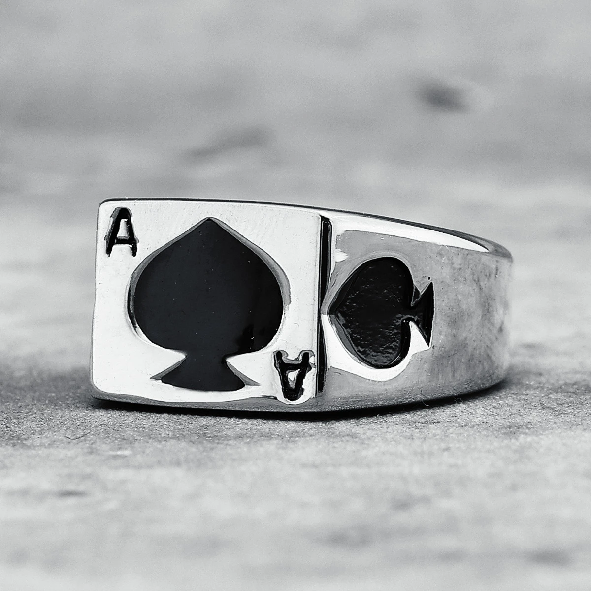 Ace of Spades Men Rings 316L Stainless Steel Ring Hip Hop Rap Classic ...