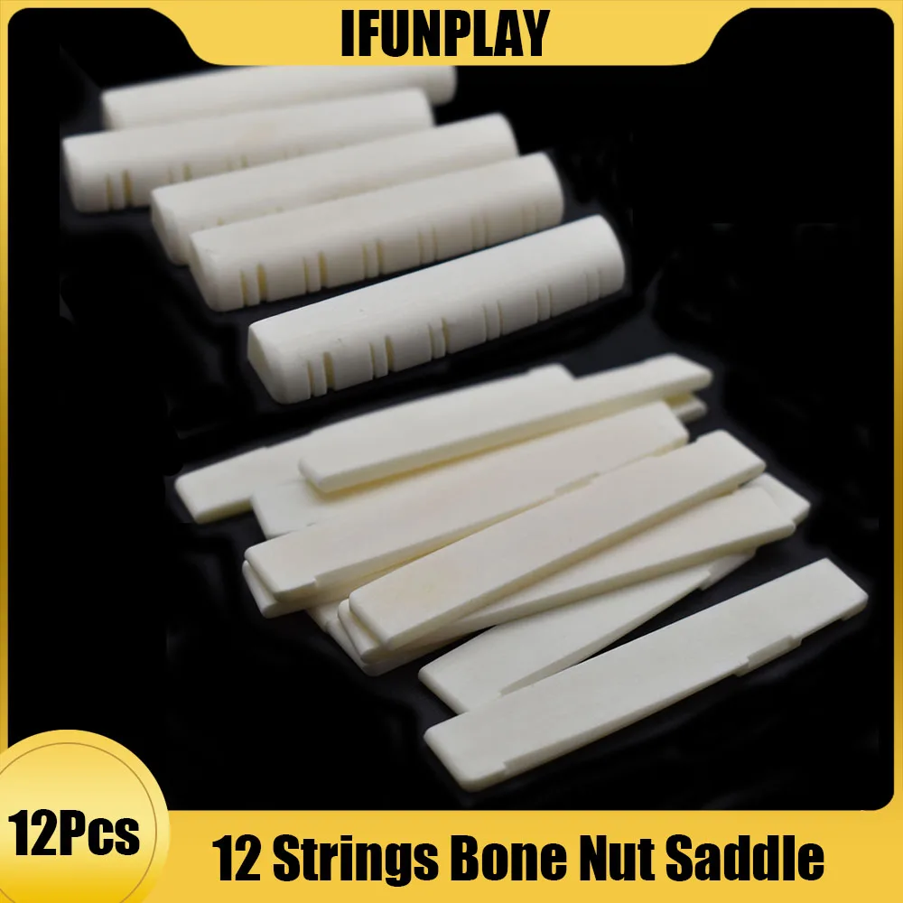 12Pcs-12-Strings-Acoustic-Guitar-Bone-Bridge-Saddle-Nut-for-Folk-guitar ...