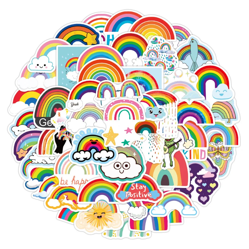 10-50pcs-Novelty-Cute-Kawaii-Cartoon-Rainbow-Clouds-Stickers-PVC ...