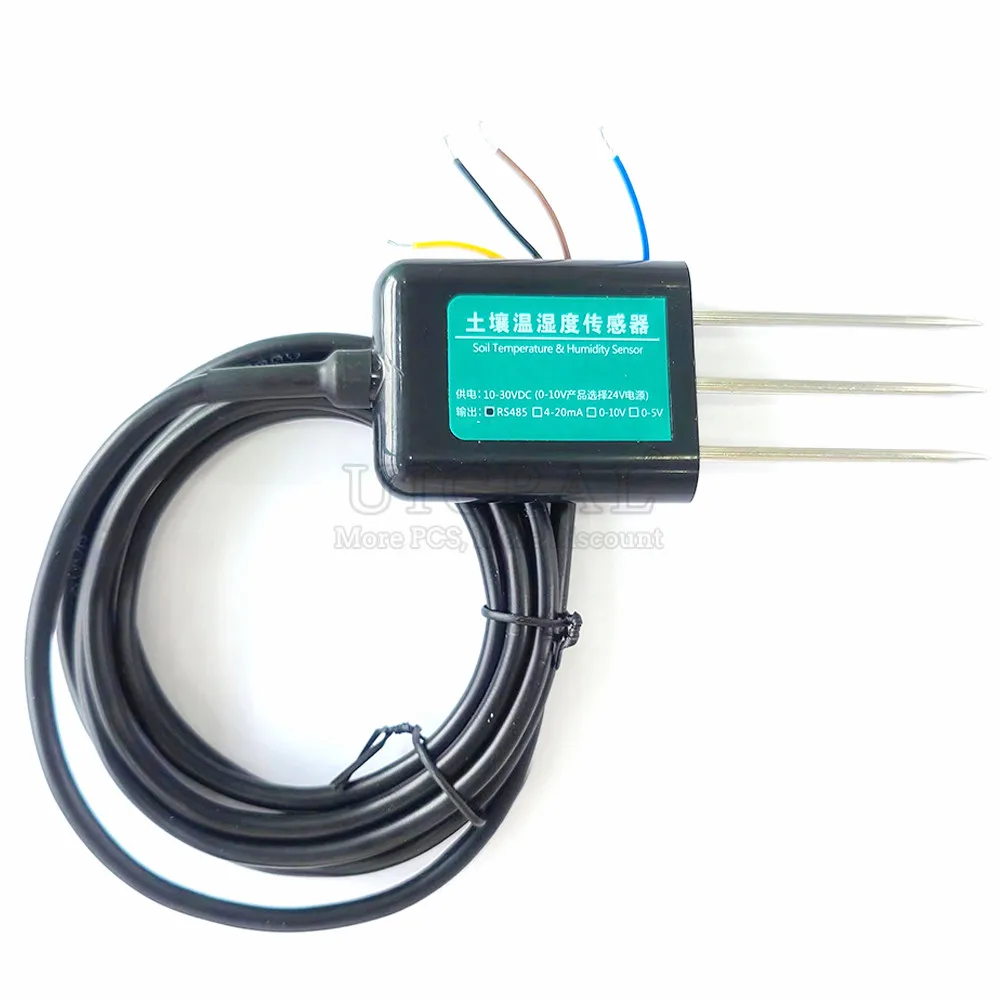 Soil Temperature Humidity Sensor Probe RS485 Output 0 5V 0 10V 4 20mA Analog Soil Moisture ...