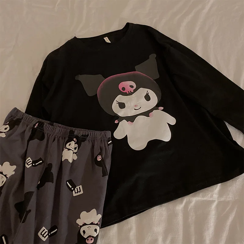 Kawaii-Sanrios-Pajama-Sets-Autumn-Cotton-Warm-Kuromi-Pajamas-for-Women ...