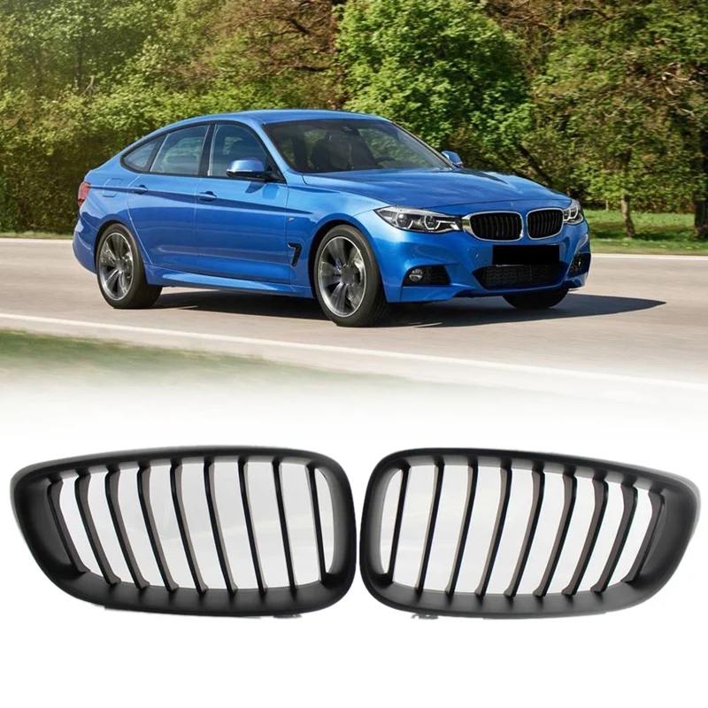 1-Pair-Car-Matte-Black-Front-Bumper-Kidney-Grille-For-BMW-F34-335I-GT-3 ...