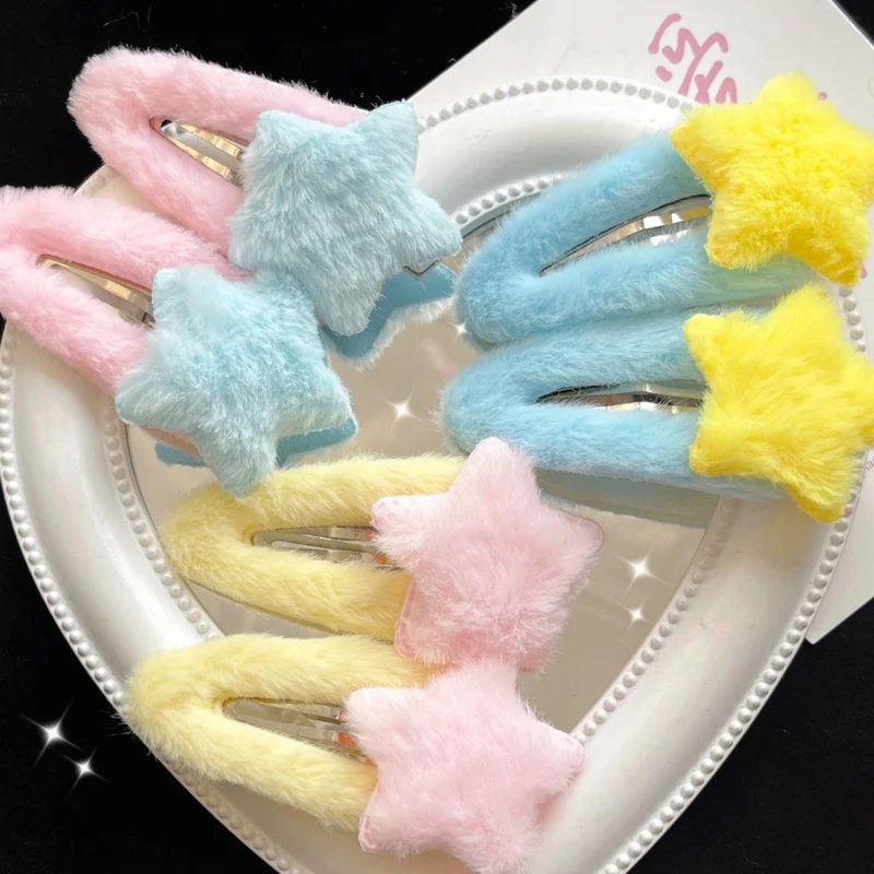 Cute-Star-Shape-Hairpins-for-Girls-Fashion-Plush-Star-Hair-Clip ...